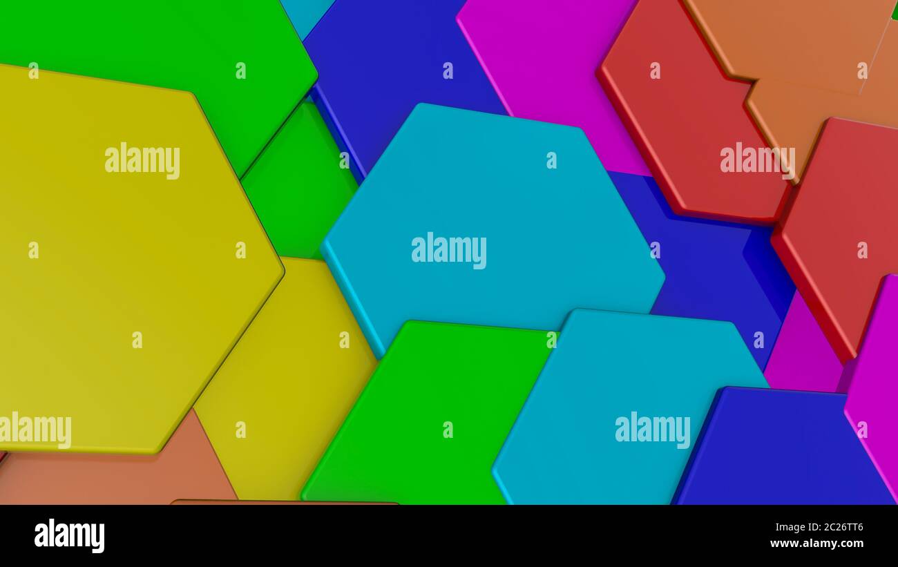 background from multicolored hexagons. Abstract rainbow illustration ...