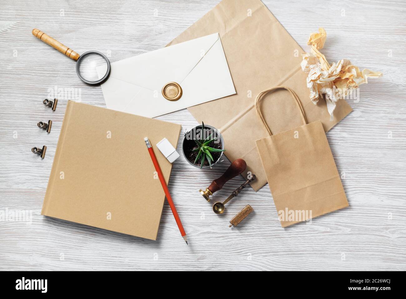 Retro stationery set Stock Photo - Alamy