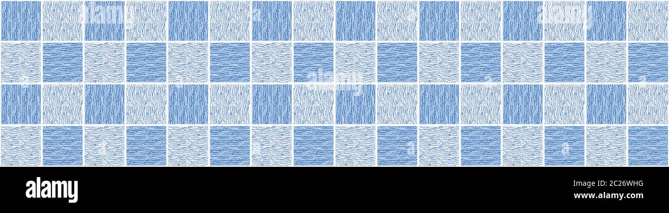 Flowing Wave Water Texture Seamless Vector Border Pattern. Blue Hand ...