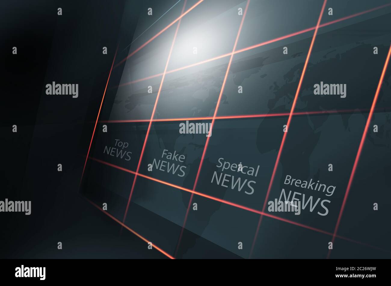 Studio High Tech Display Screen with Multiple Grid Lines and News ...