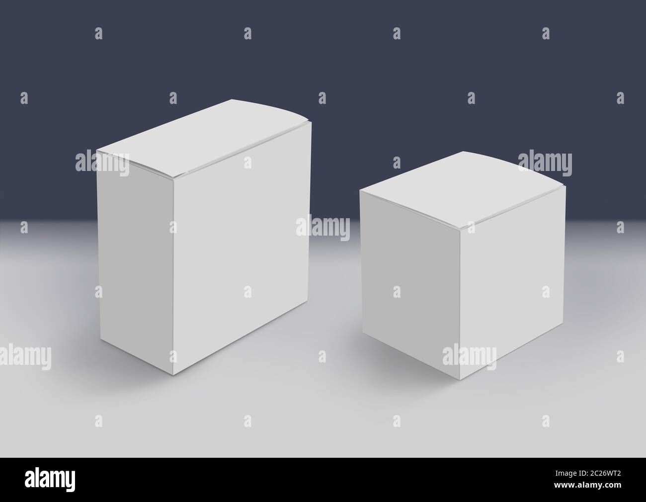 Two 3D White Boxes on Ground, Mock Up Template Ready For Your Design ...