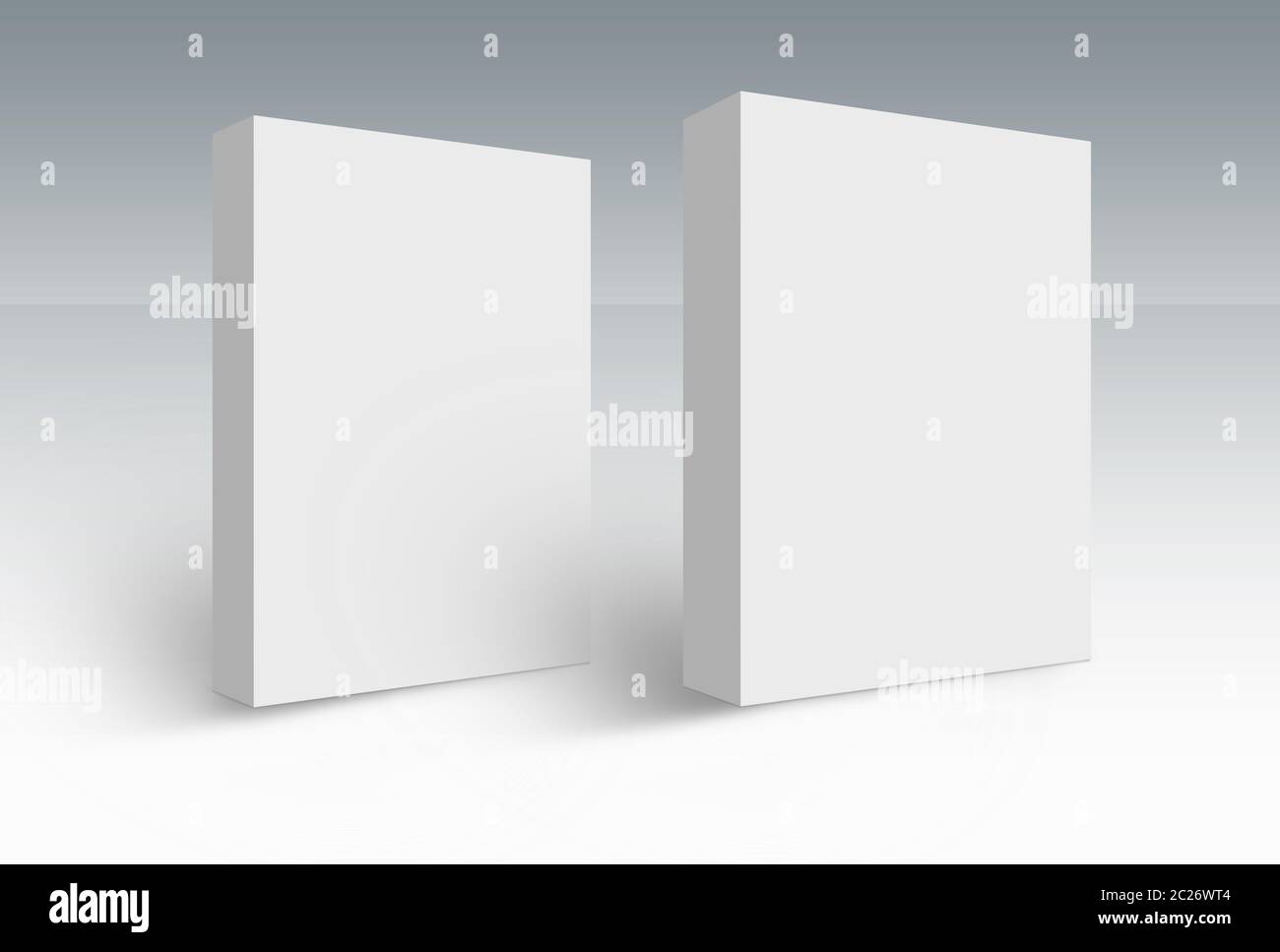 Two 3d white boxes on ground, mock up template ready for your design ...