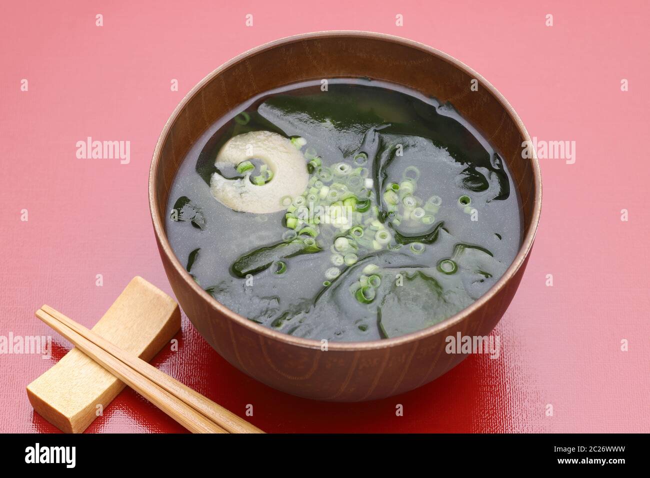 Japanese food, Miso soup of seaweed wakame on a bowl Stock Photo - Alamy