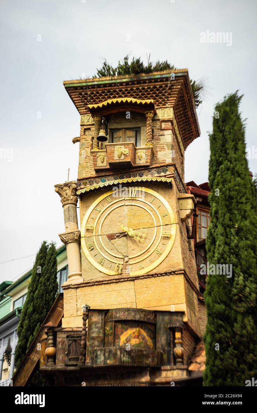 clock of Tbilisi Falling tower Stock Photo - Alamy