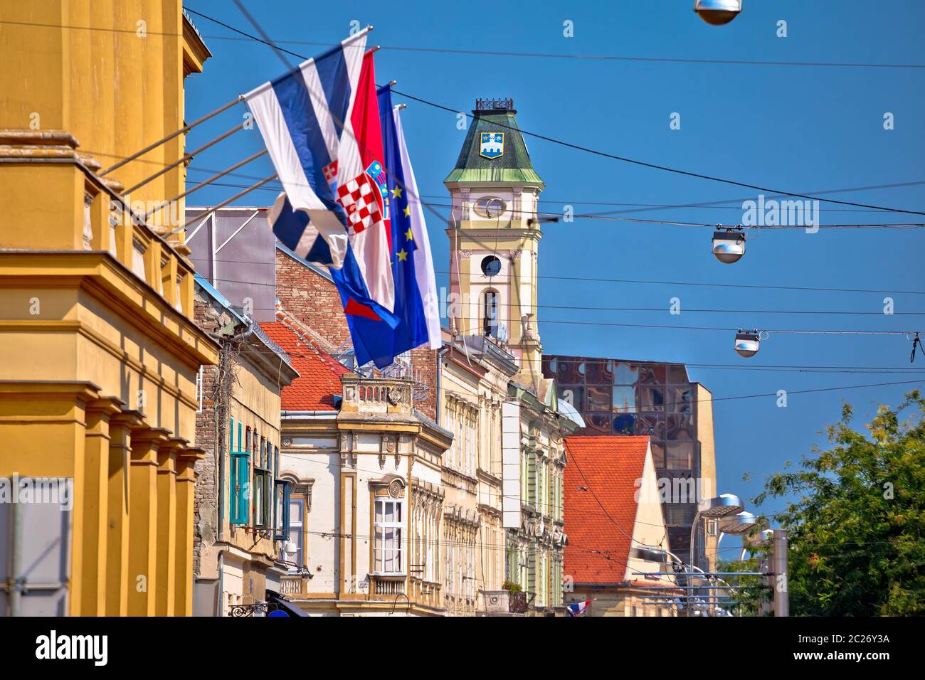 Osijek colorful street and landmarks view, Slavonija region of Croatia ...