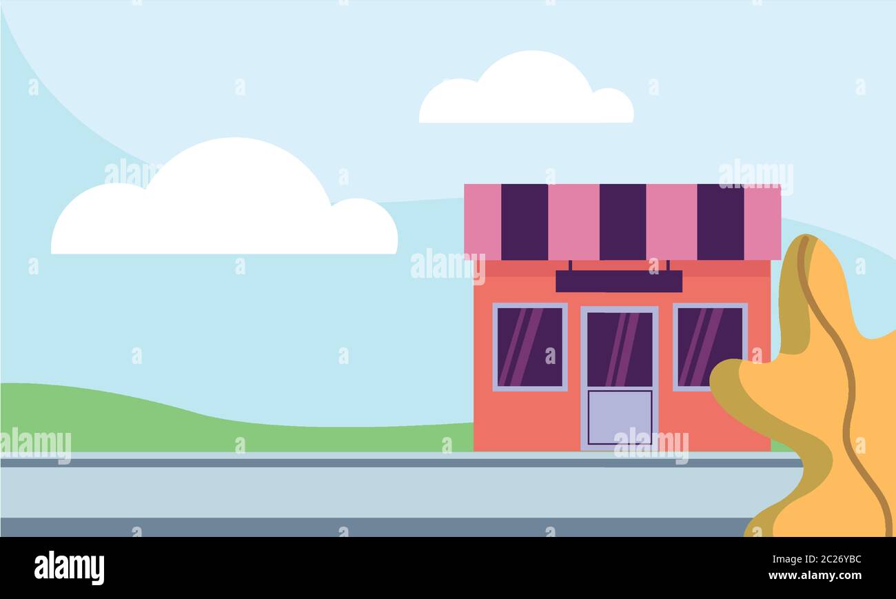store at street design of Shop supermarket and market theme Vector ...