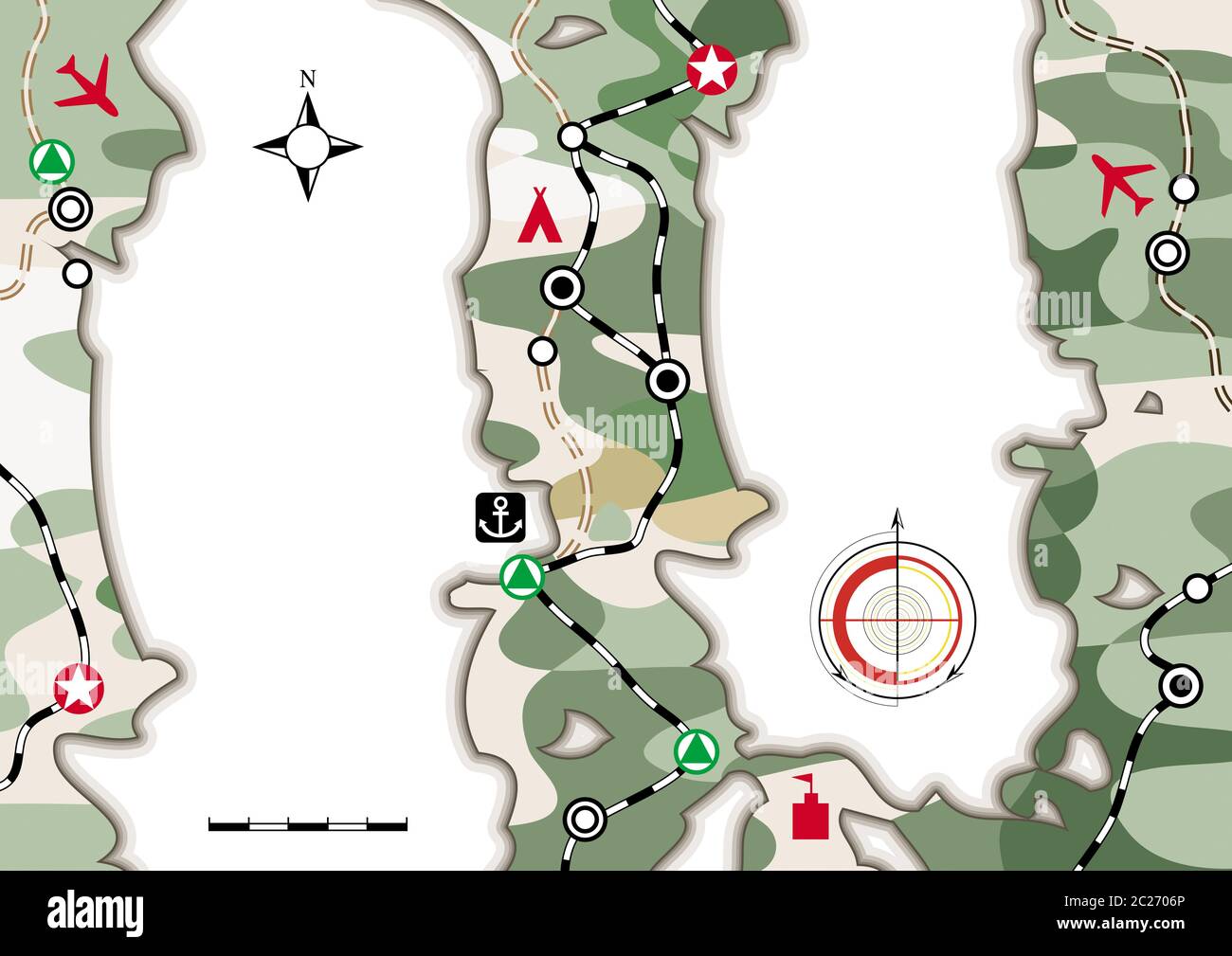 Military Navigation Map. Cartographic infographic booklet with ...