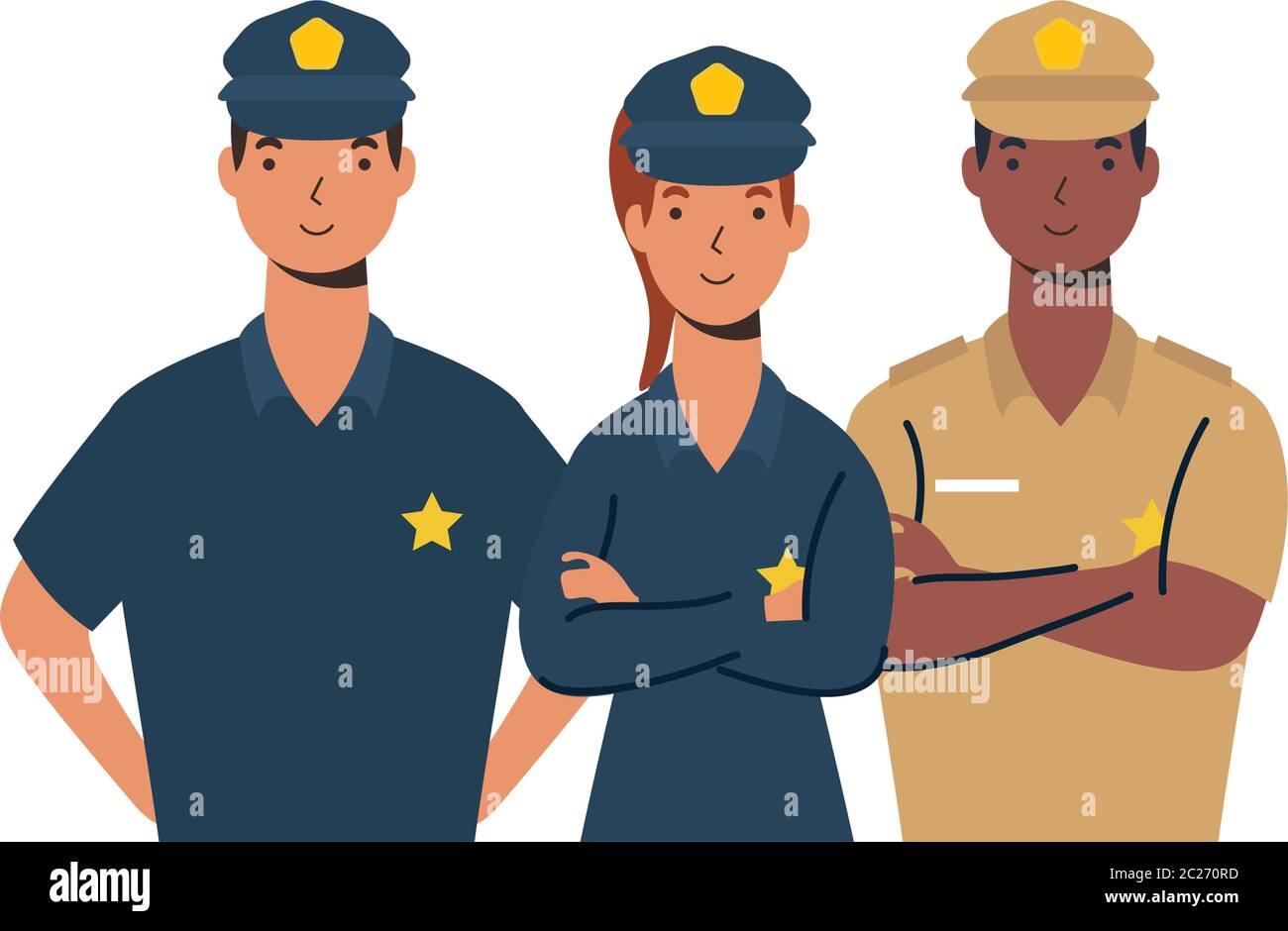 police men and woman design, Workers actions working occupation jobs ...