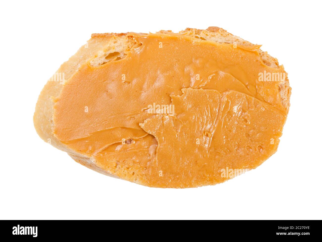 top view of open sandwich with fresh bread and peanut butter isolated ...