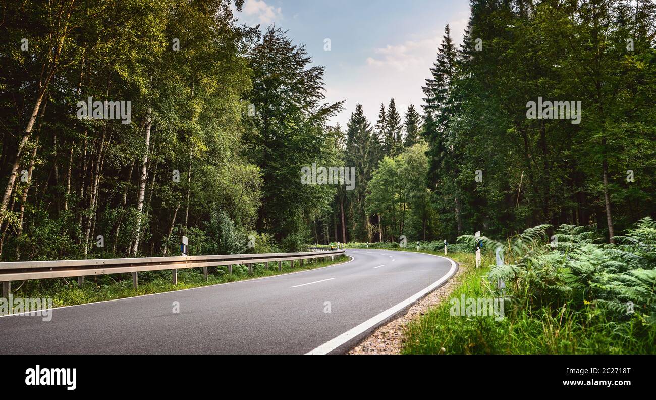 Long curvy forest road hi-res stock photography and images - Alamy