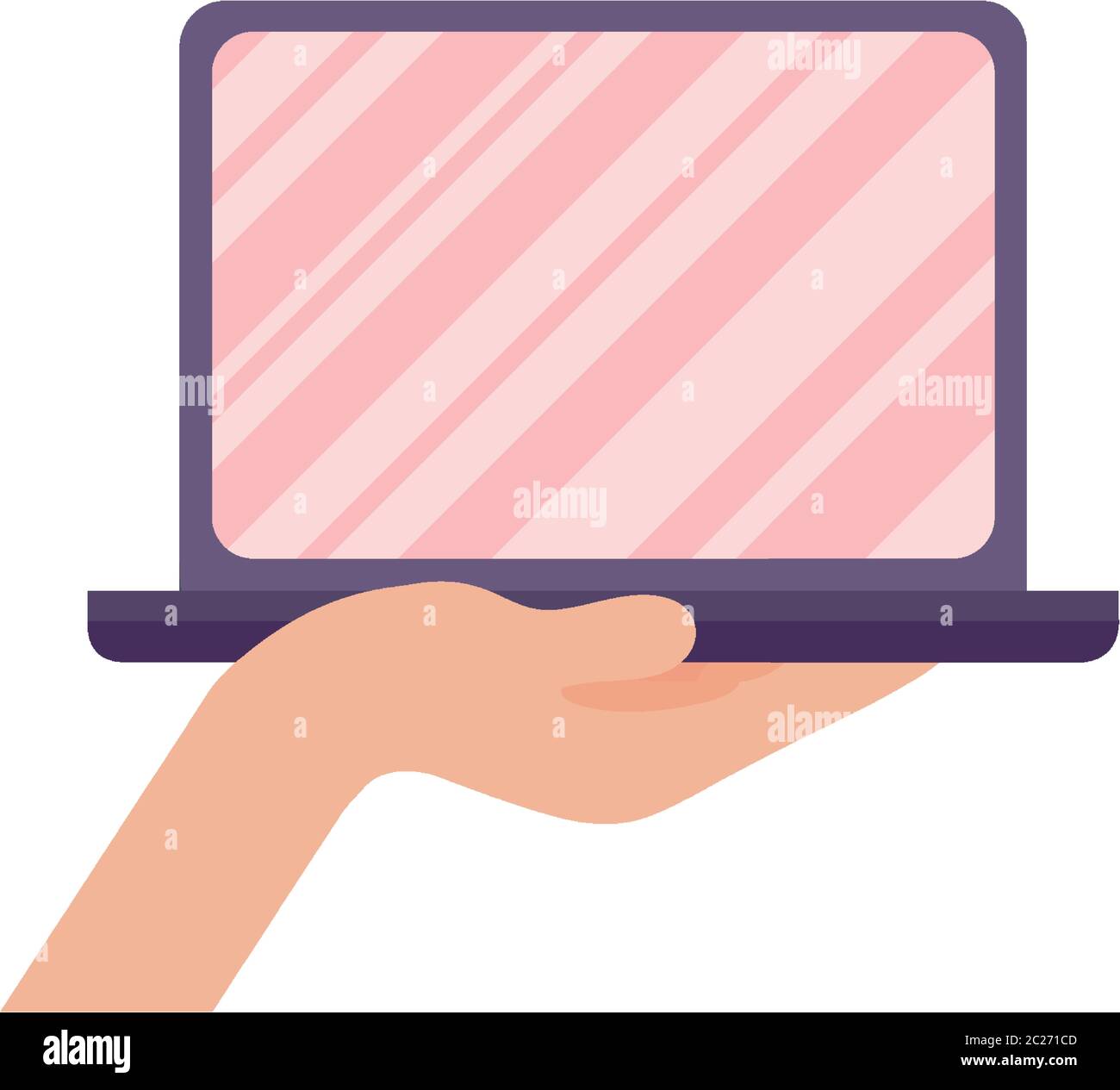 Laptop on hand design, Digital technology and communication theme ...