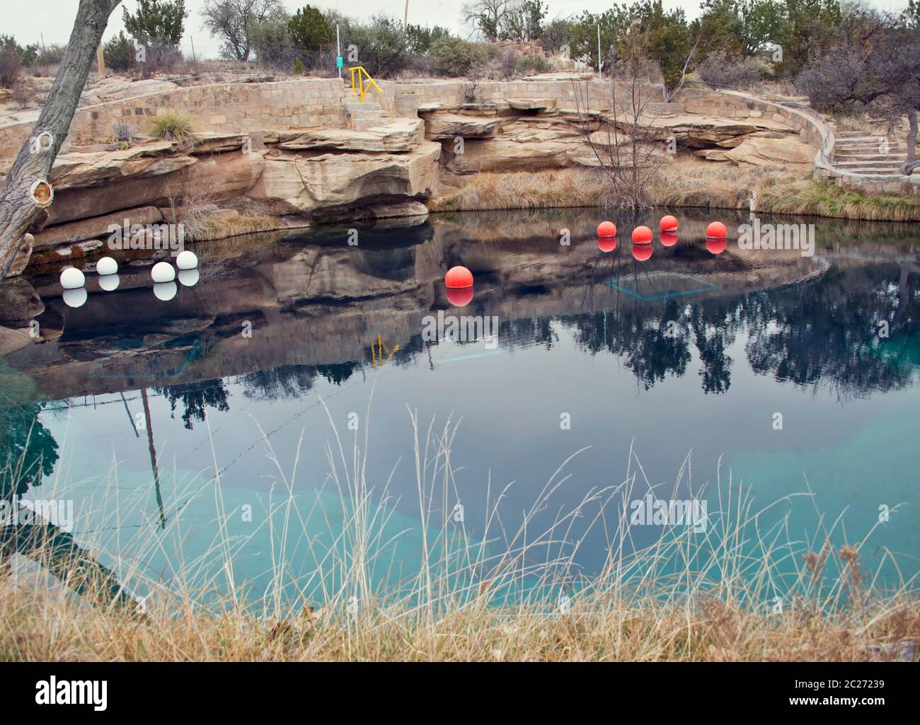 SANTA ROSA, NM, USA - March 11 ,2019. At 80 feet deep with clear blue ...