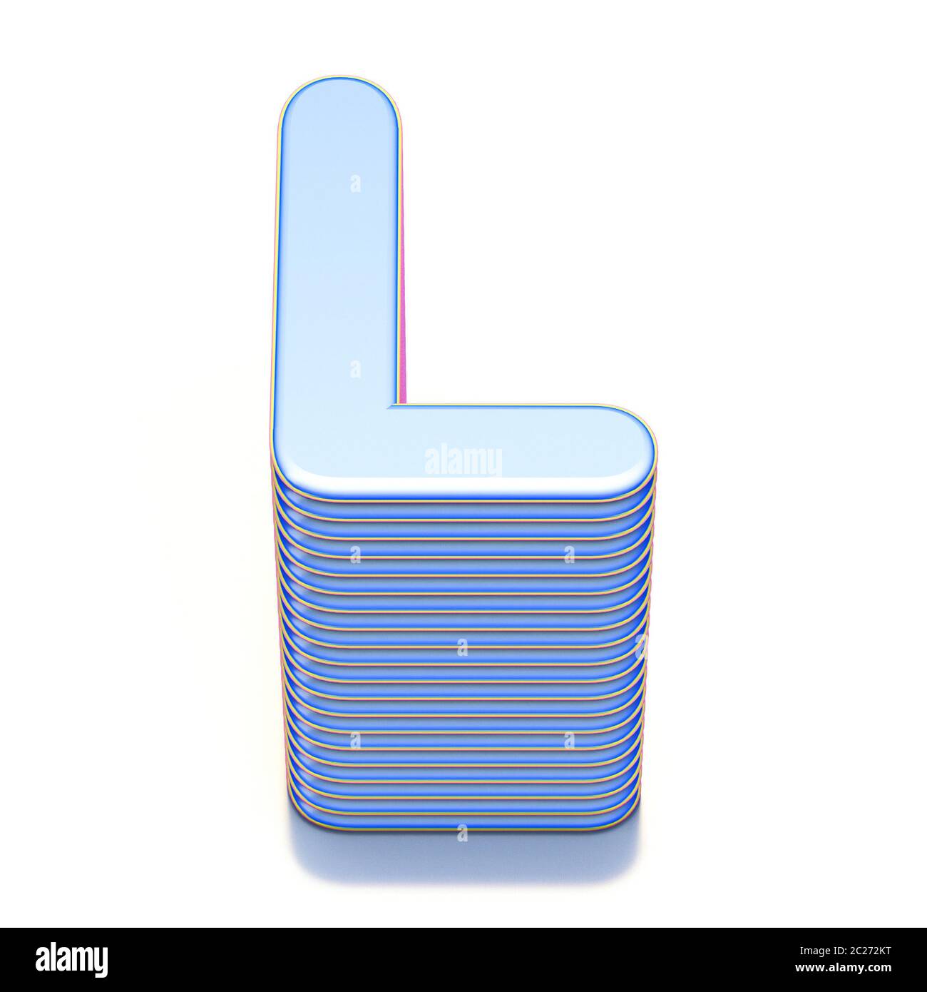 Blue extruded font Letter L 3D render illustration isolated on white ...
