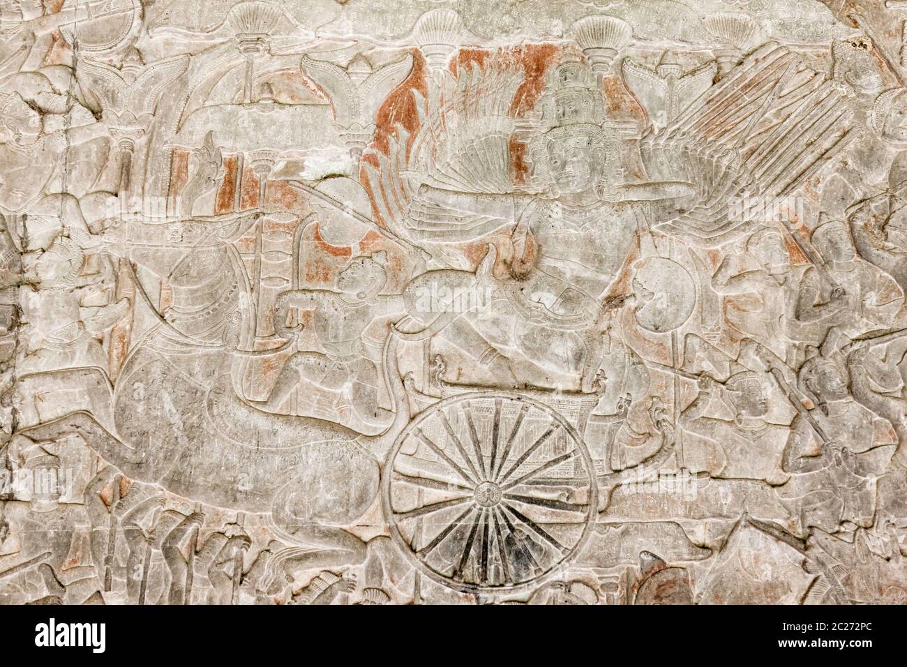 Angkor wat, Bas-relief of west wing at north gallery, scene as "Battle ...