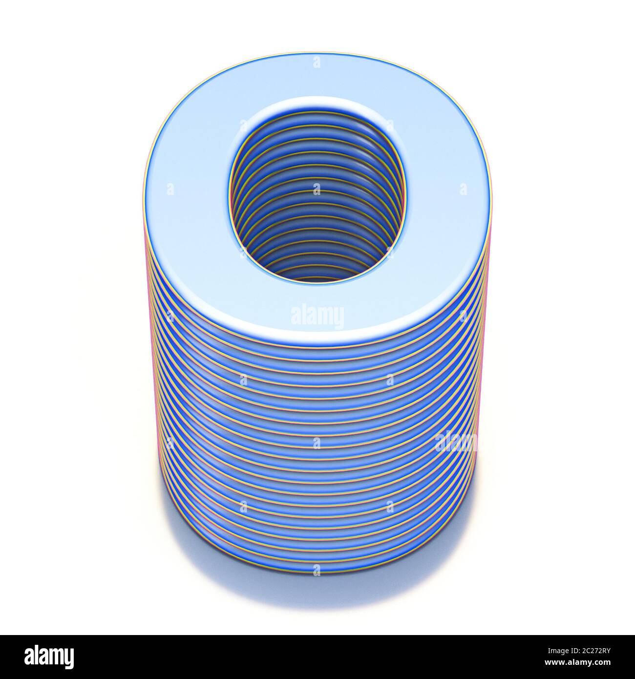 Blue extruded font Letter O 3D render illustration isolated on white ...