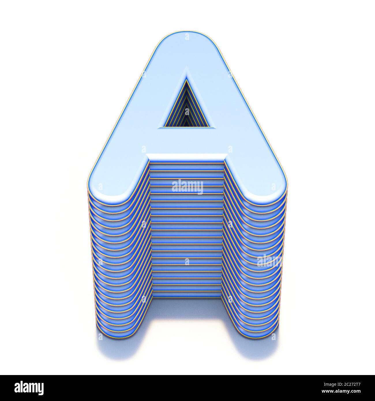 Blue extruded font Letter A 3D render illustration isolated on white ...