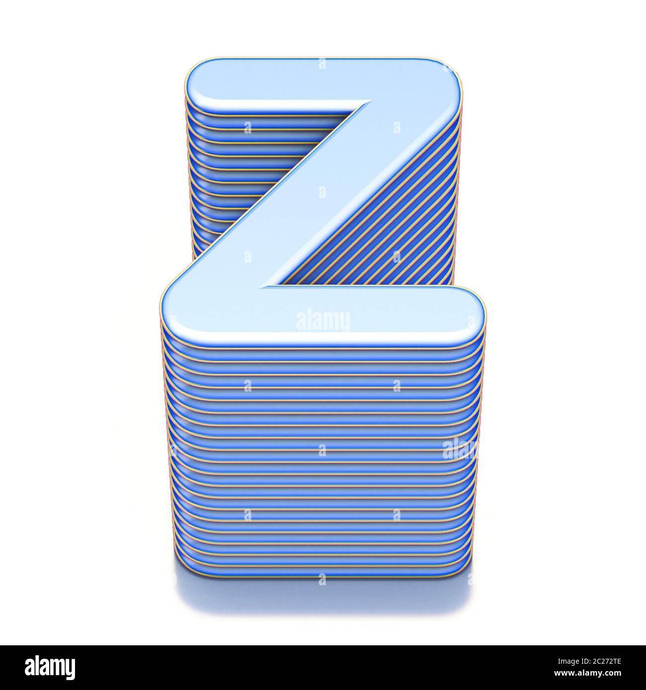 Blue extruded font Letter Z 3D render illustration isolated on white ...