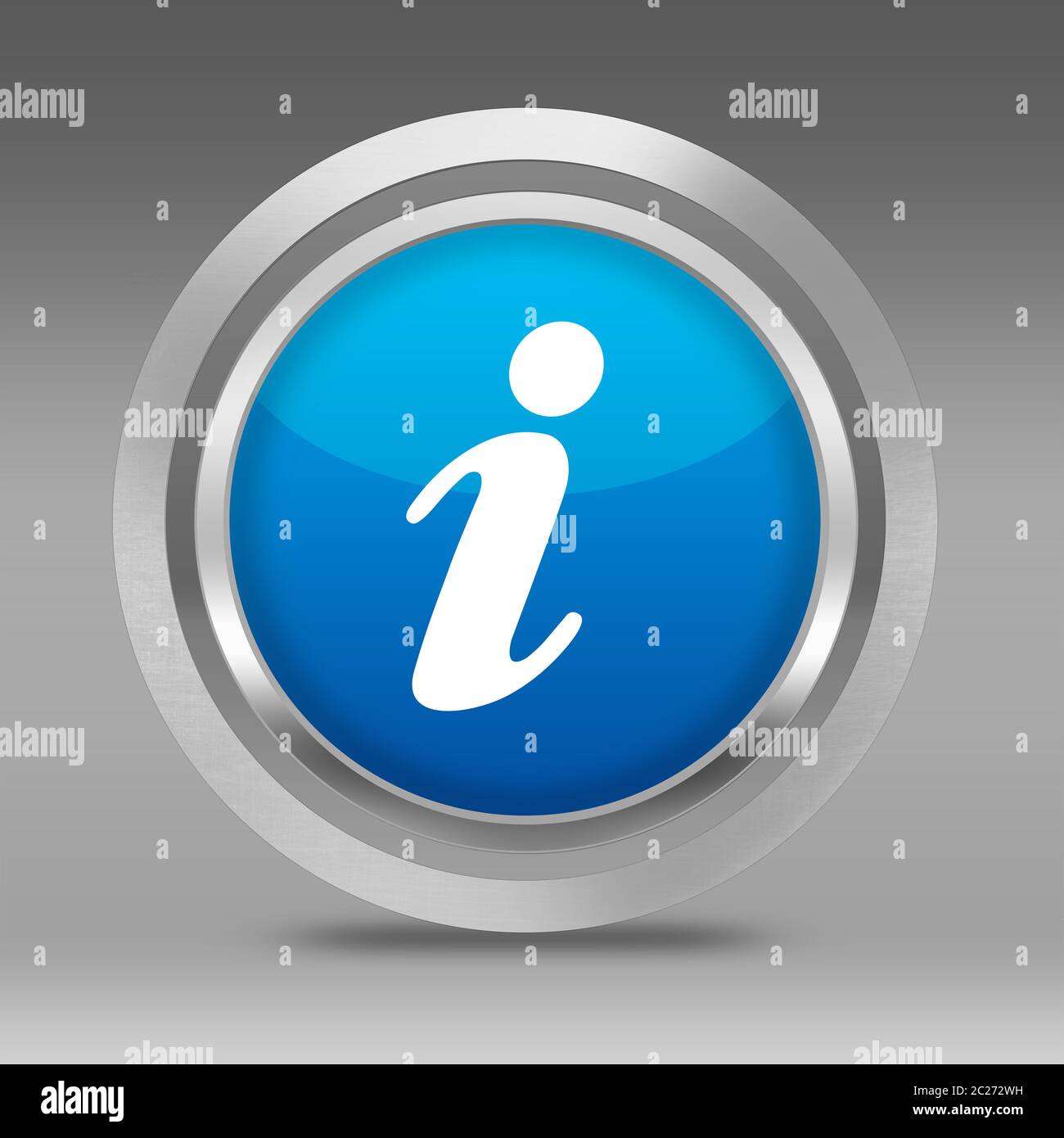 white information symbol on metallic 3d circle with shadow selection ...