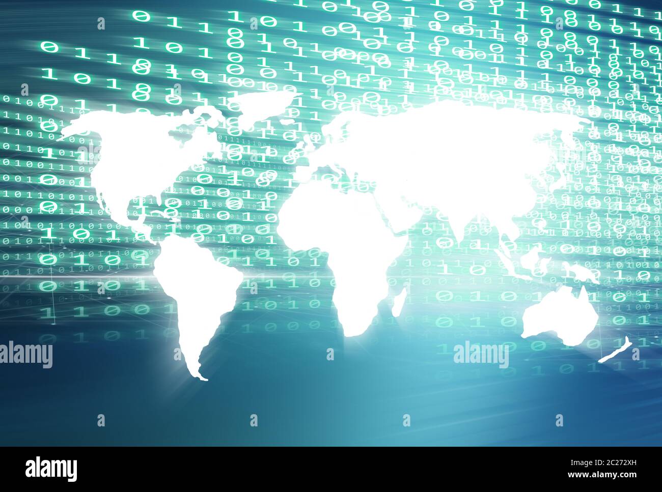 World map with digital binary codes blue theme background Stock Photo ...