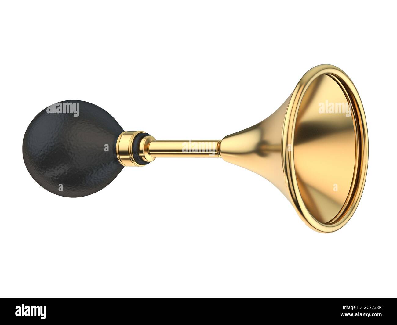 Golden klaxon 3D Stock Photo - Alamy