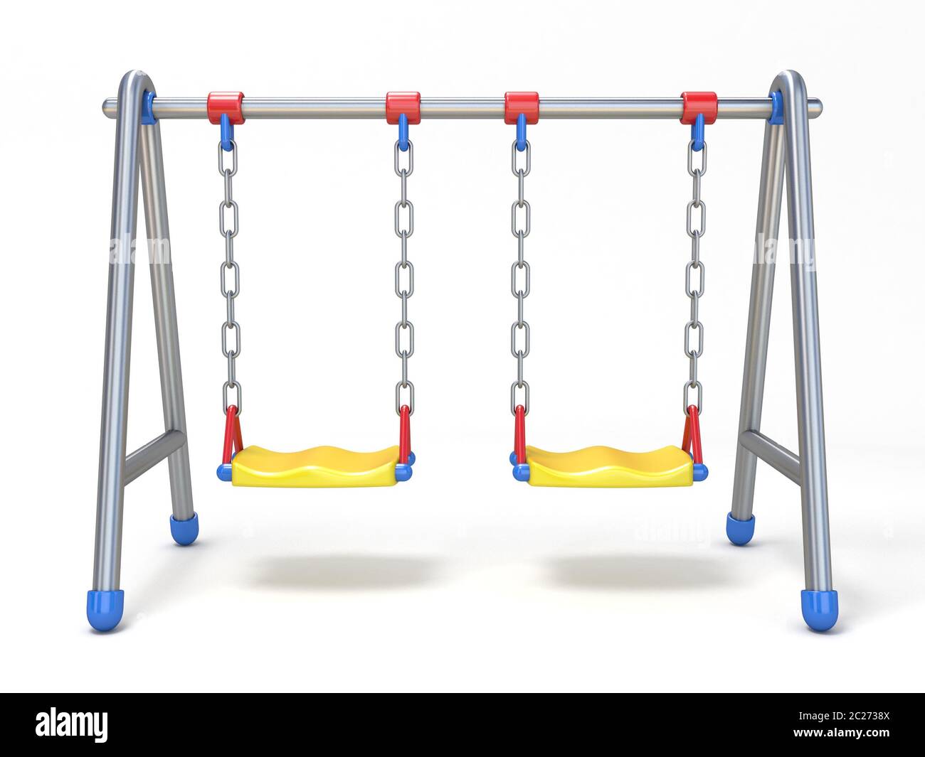 Double children swing front view 3D Stock Photo - Alamy