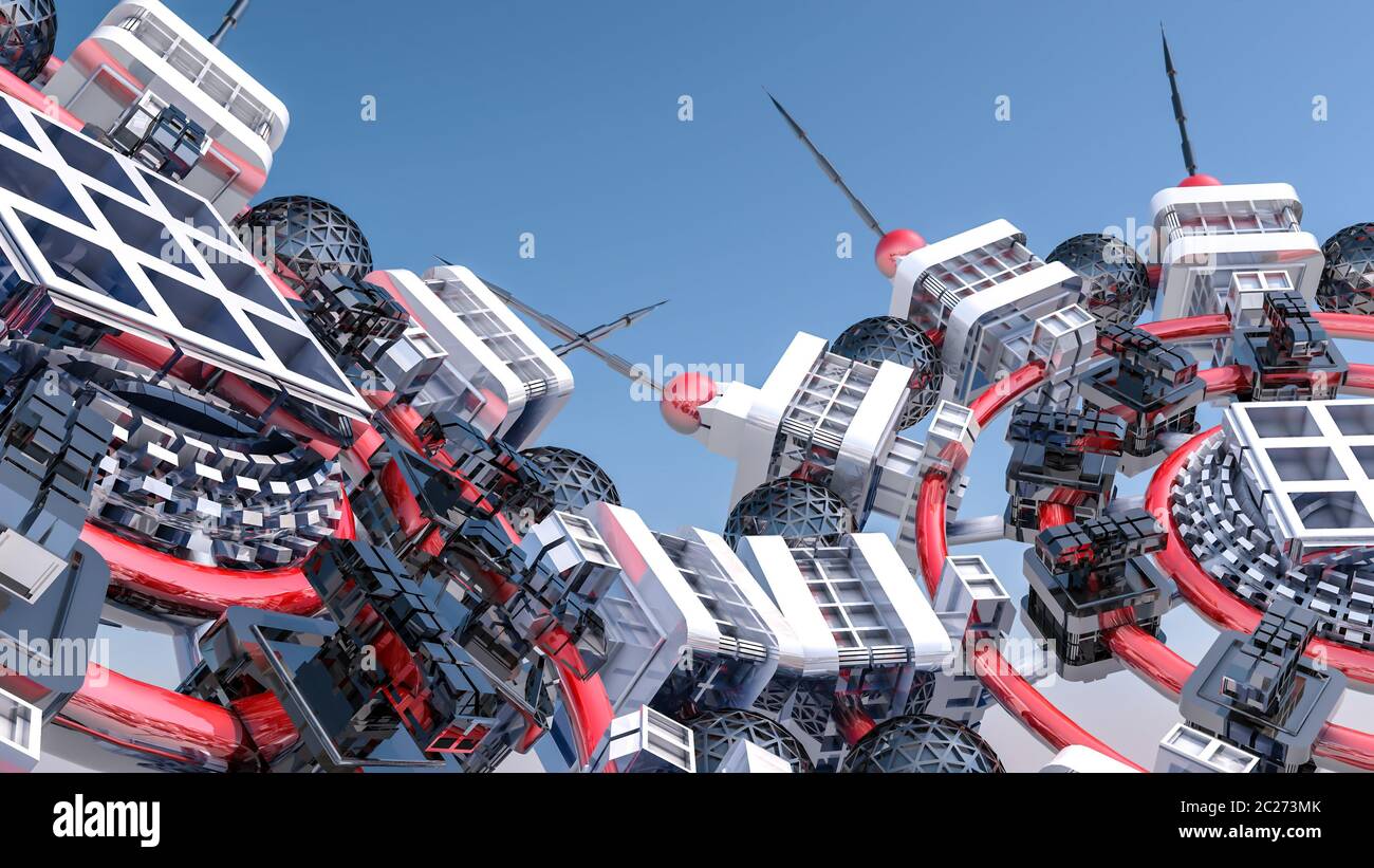 Abstract futuristic three-dimensional background of different 3d shapes ...