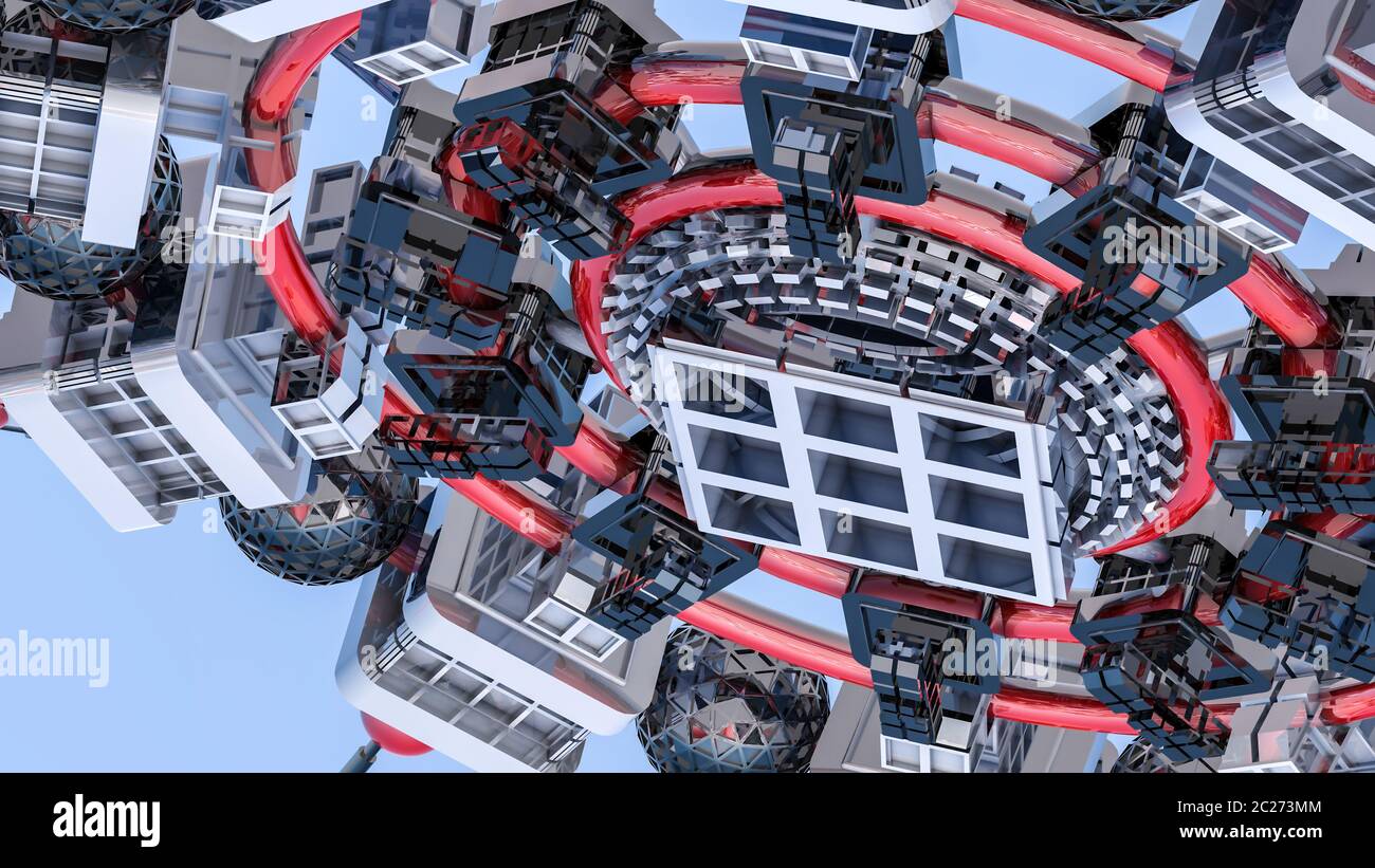 Abstract futuristic three-dimensional background of different 3d shapes ...
