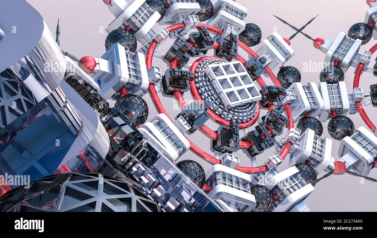 Abstract futuristic three-dimensional background of different 3d shapes ...