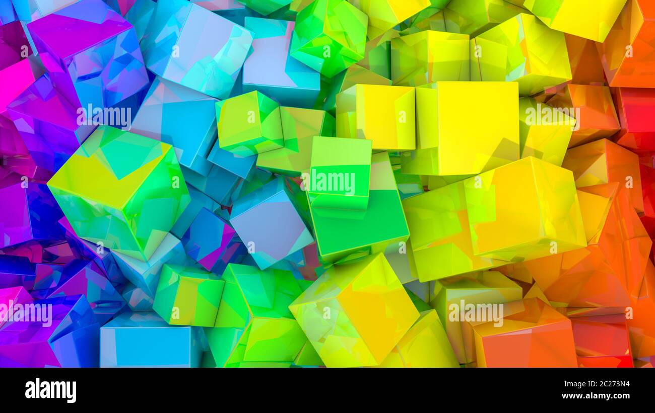 Abstract rainbow background from cubes. 3d render Stock Photo - Alamy