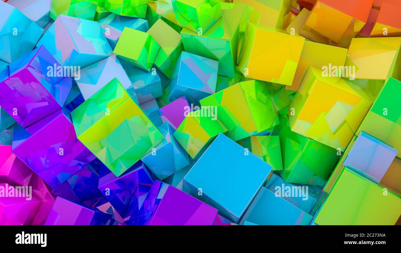 Abstract rainbow background from cubes. 3d render Stock Photo - Alamy