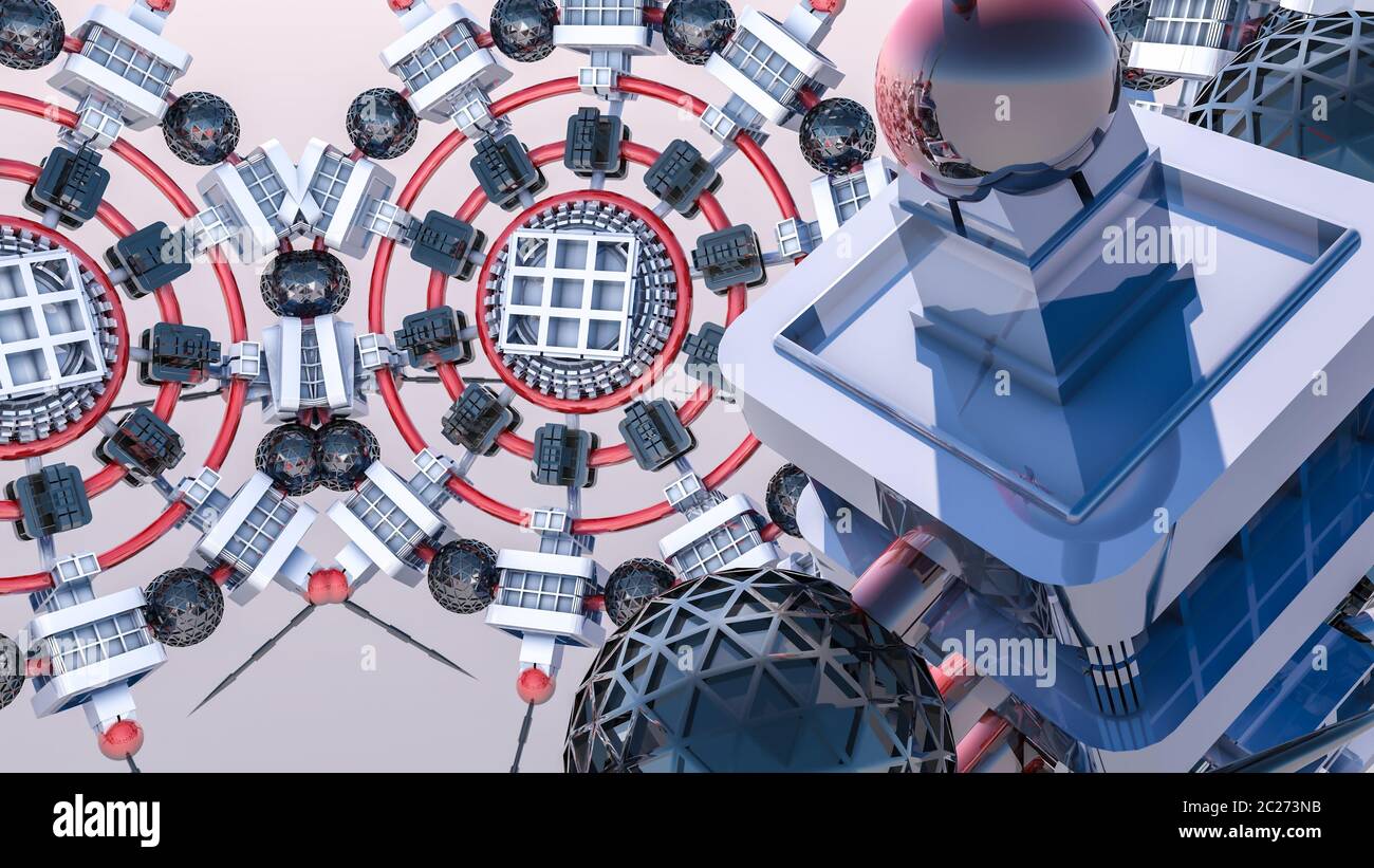 Abstract futuristic three-dimensional background of different 3d shapes ...