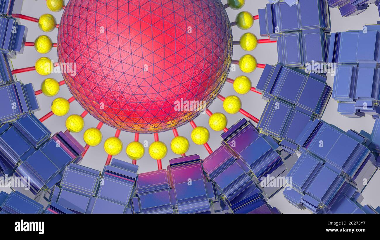 Abstract futuristic three-dimensional background of different 3d shapes ...