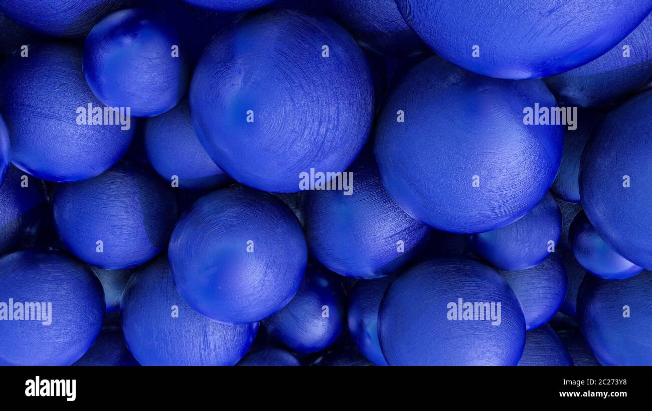 Abstract three-dimensional background of blue spheres with texture. 3d ...