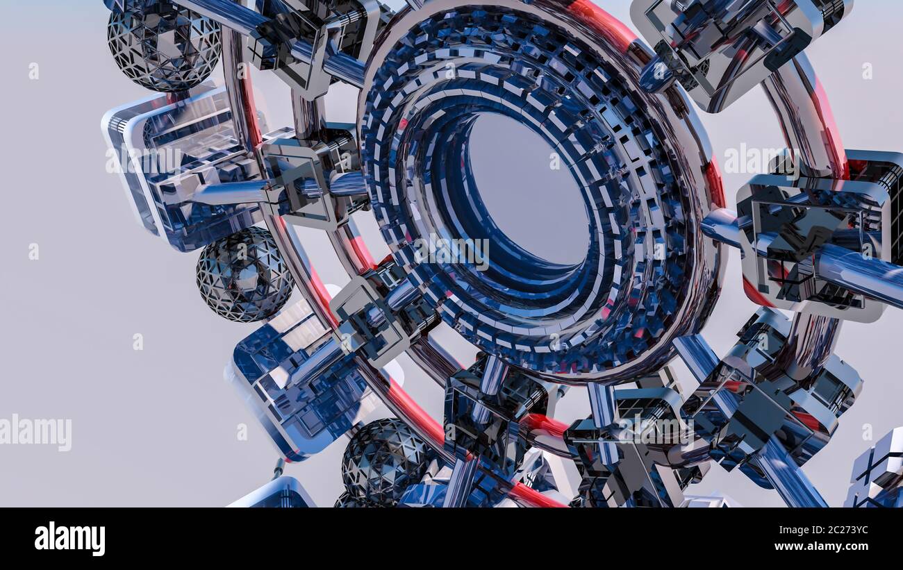 Abstract futuristic three-dimensional background of different 3d shapes ...