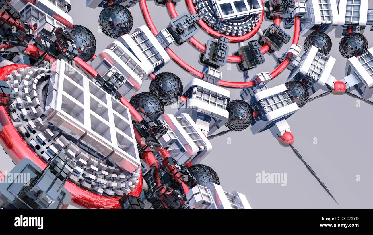 Abstract futuristic three-dimensional background of different 3d shapes ...