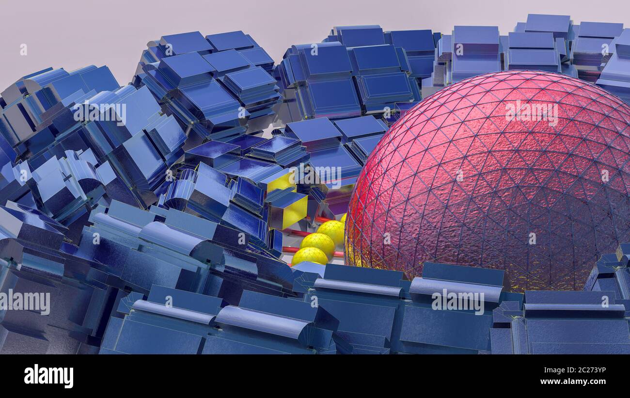 Abstract futuristic three-dimensional background of different 3d shapes ...