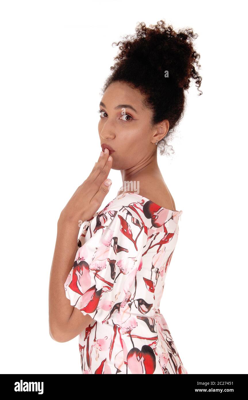 Black woman hand over mouth hi-res stock photography and images - Alamy