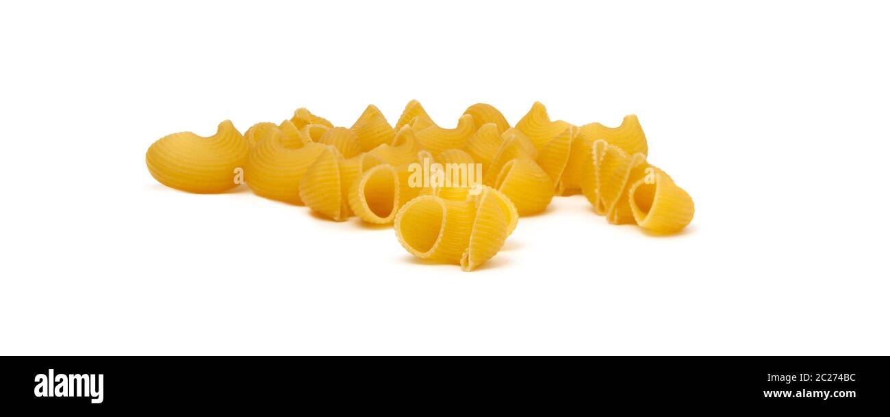Pipe rigate Italian pasta isolated on white background Stock Photo - Alamy