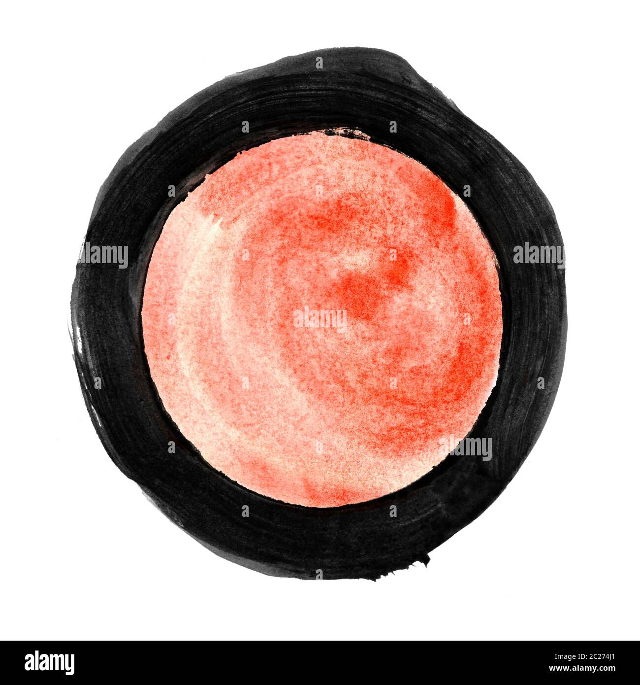 Hand painted red circle with black frame Stock Photo - Alamy