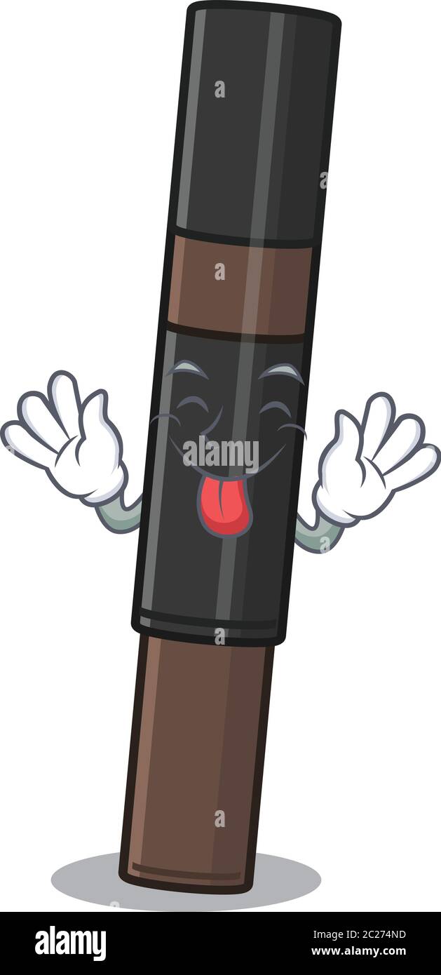 Funny eyebrow pencil cartoon design with tongue out face Stock Vector ...