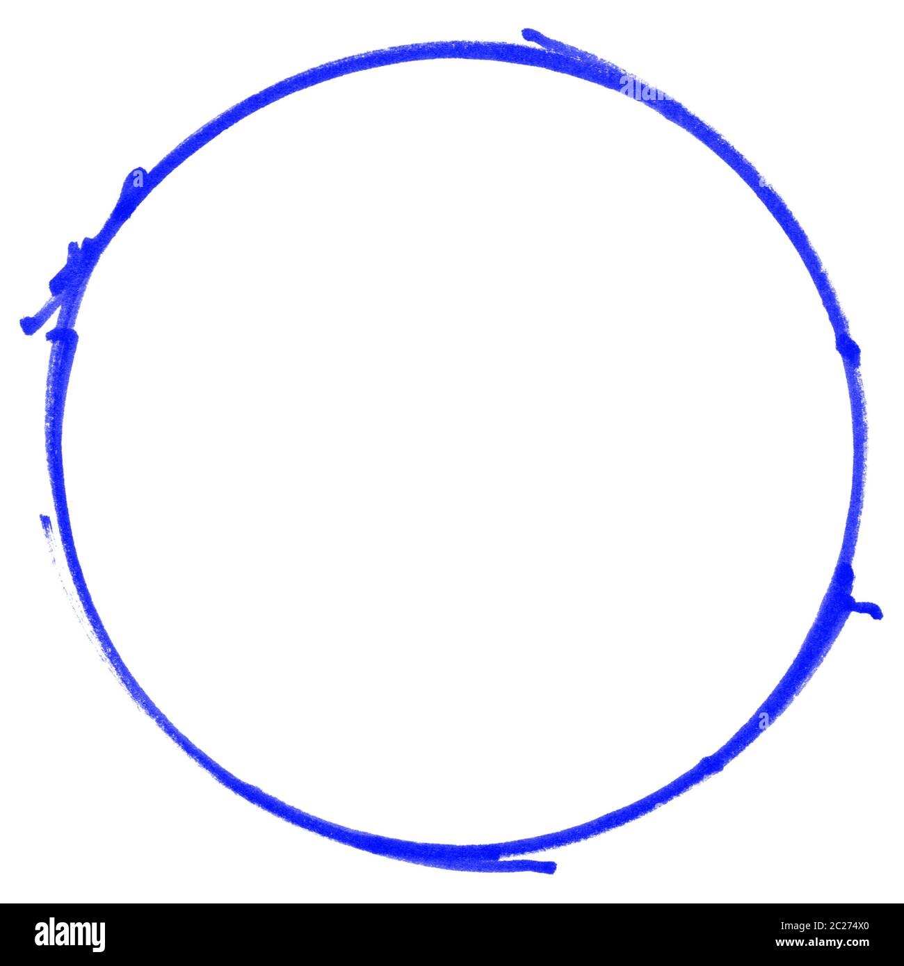 Hand painted empty circle with blue color Stock Photo - Alamy