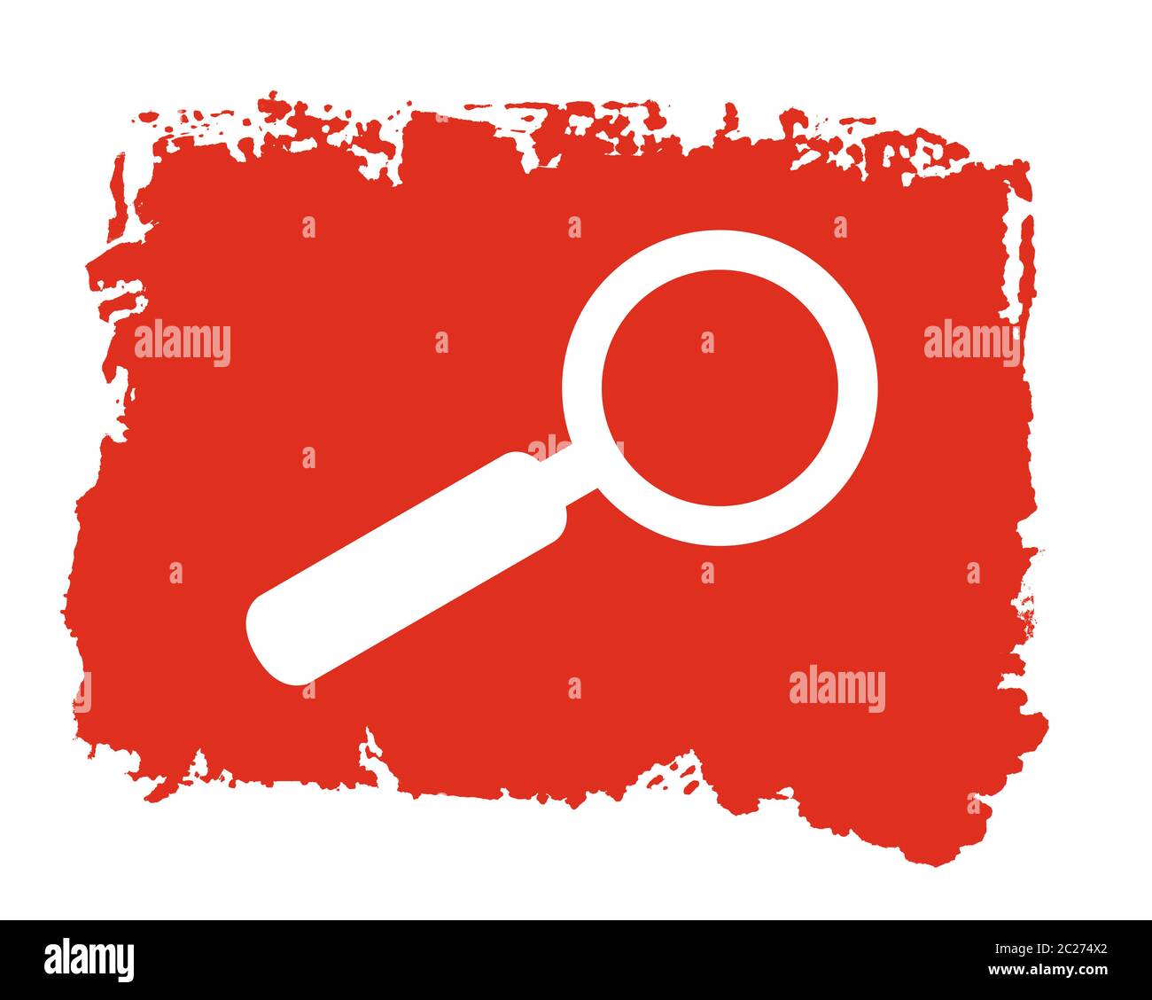 Magnify Icon - Symbol on isolated red hand painted grunge texture Stock ...