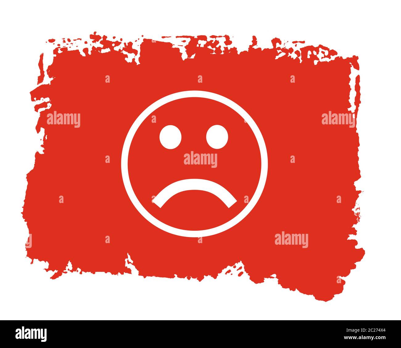 Angry Face Icon - Symbol on isolated red hand painted grunge texture ...