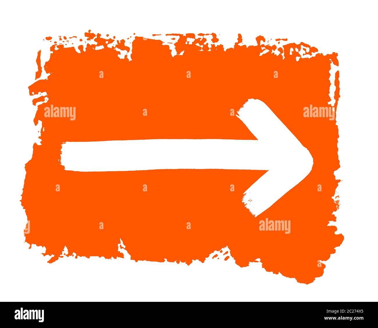 Hand painted Arrow - Symbol on isolated red orange hand painted grunge ...