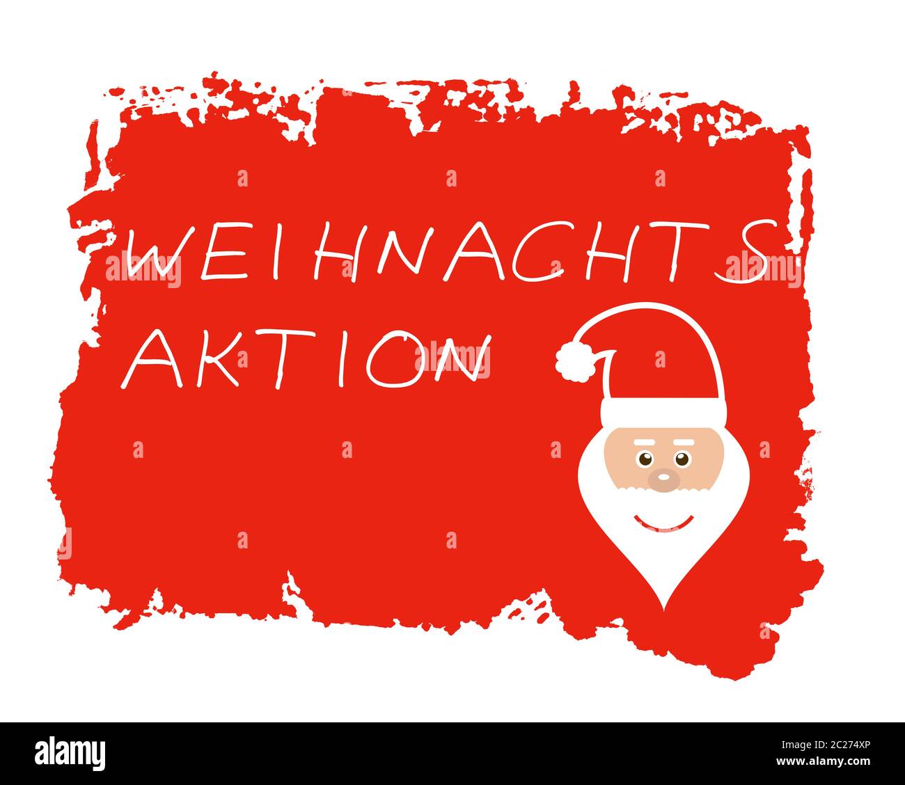 Christmas special in german language - Santa Symbol on isolated red ...