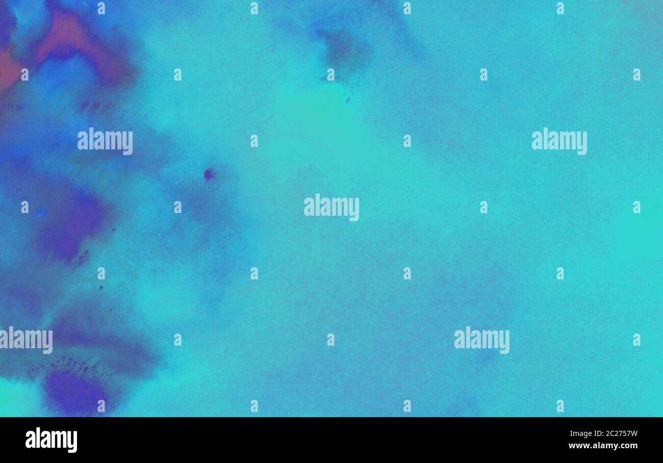 Hand painted watercolor texture with blue and turquoise color Stock ...