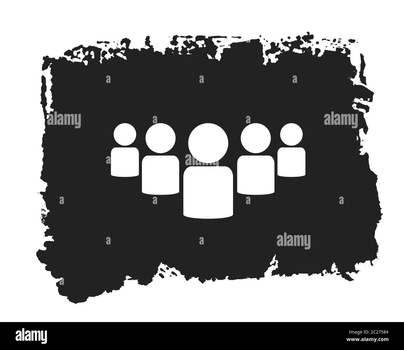 Group Icon - Symbol on isolated black hand painted grunge texture Stock ...