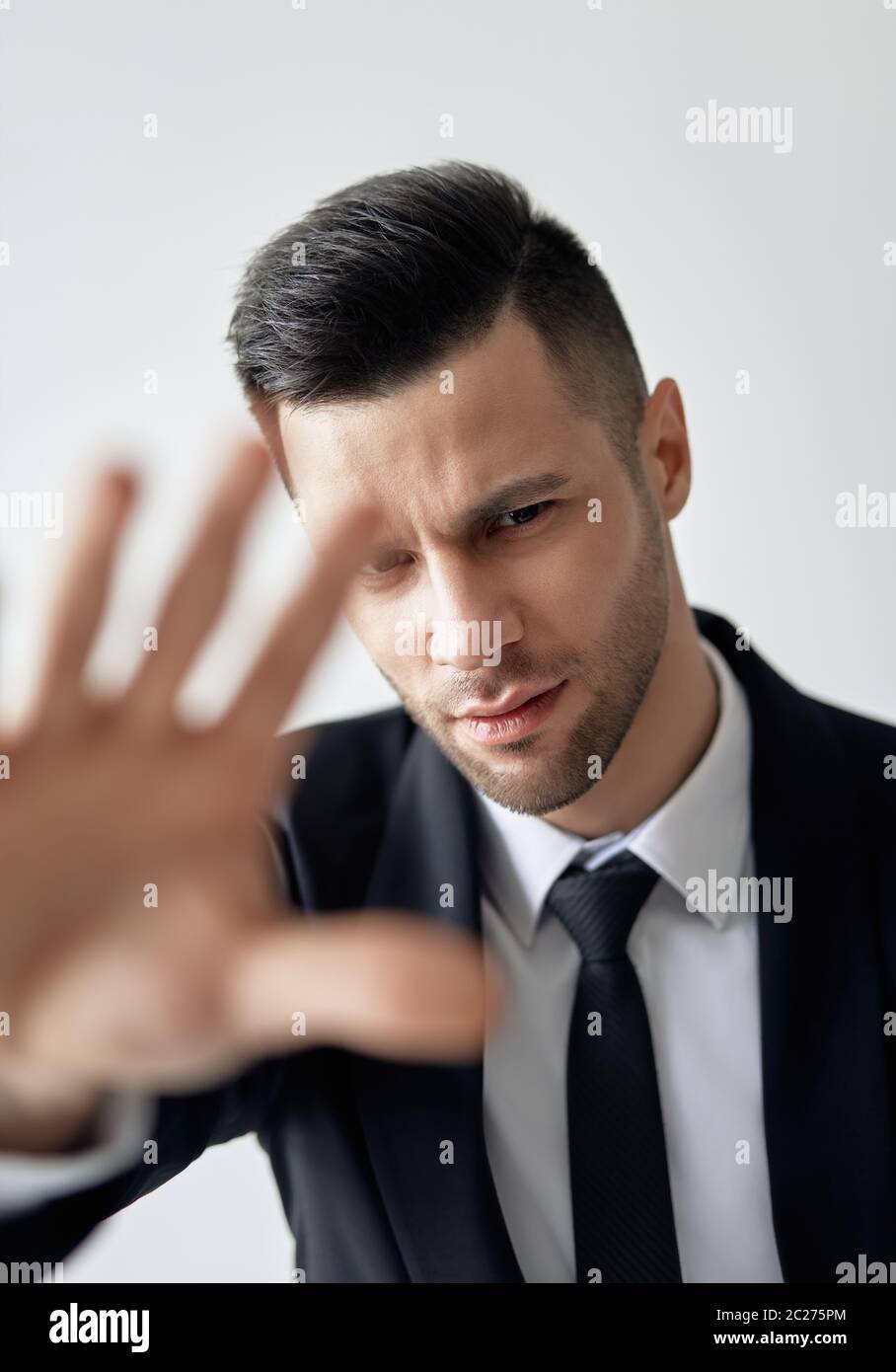 Hand stop suit hi-res stock photography and images - Alamy