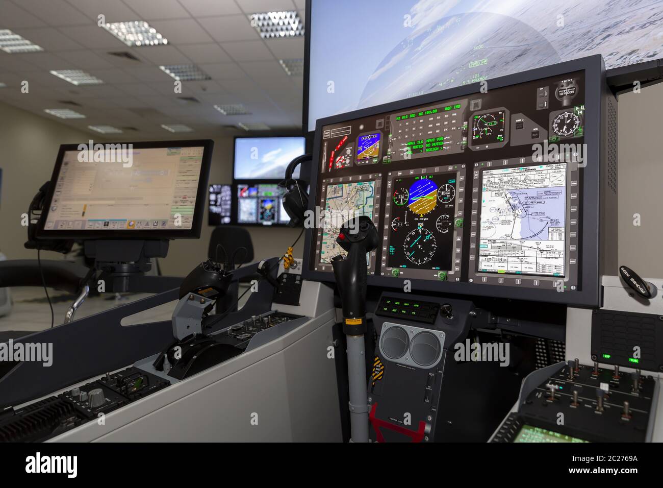 Fighter aircraft simulator training room Stock Photo - Alamy