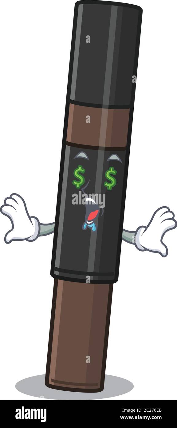 wealthy cartoon character concept of eyebrow pencil with money eyes ...
